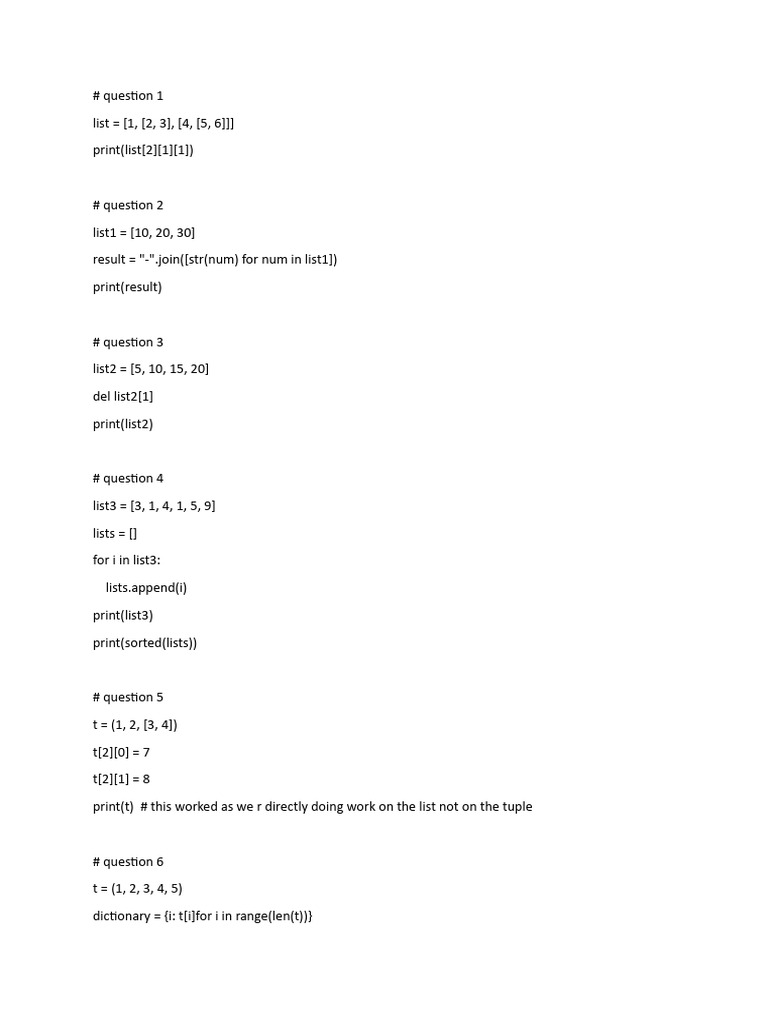 Python Data Structures Exercises | PDF