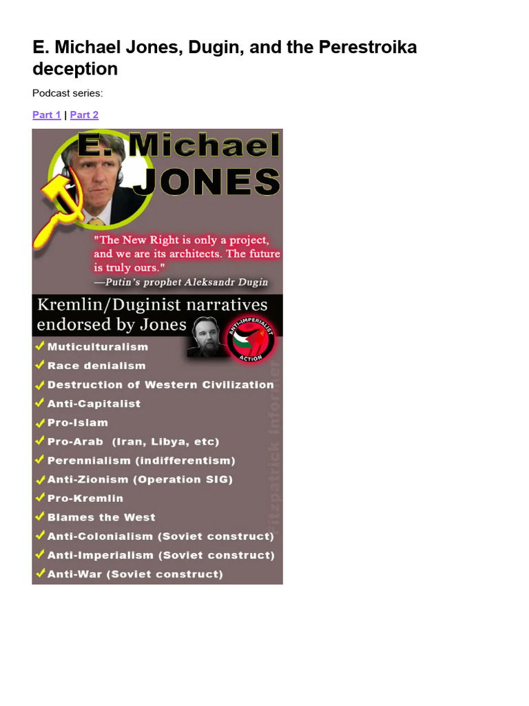 E. Michael Jones, Dugin, and The Perestroika Deception | PDF