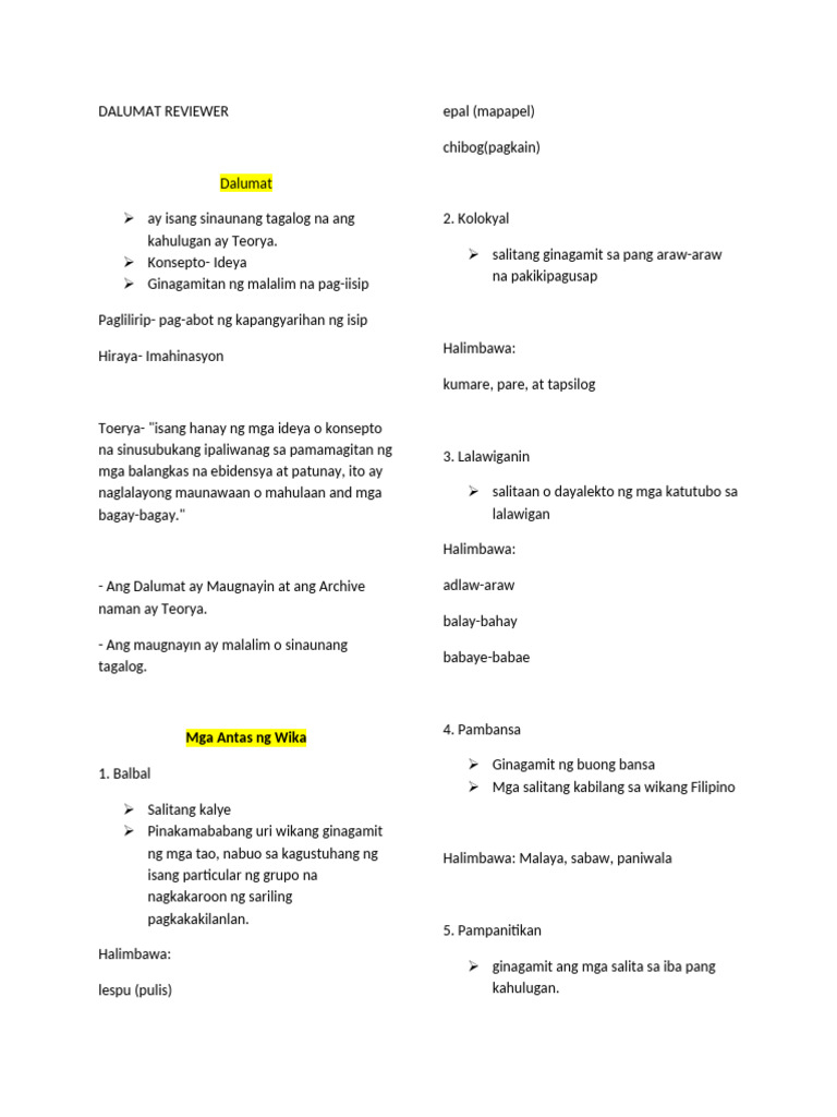 Dalumat Reviewer Wps Office | PDF