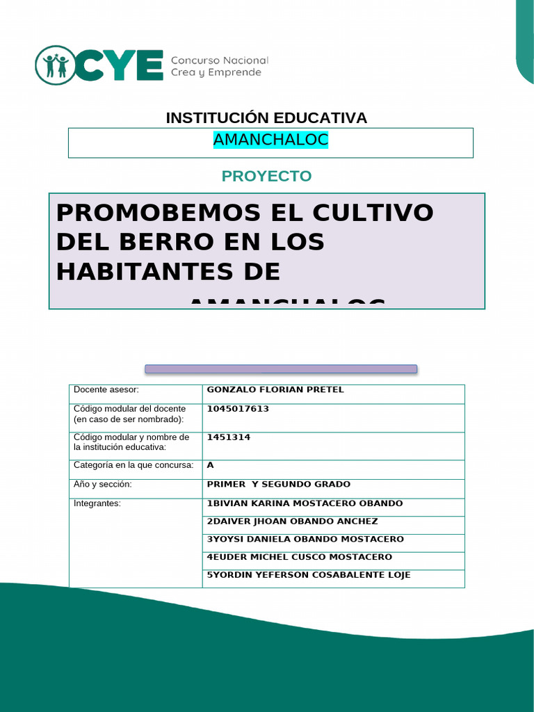 Crea y Emprende Proyecto Yoysi y Bivian | PDF | El pensamiento de ...