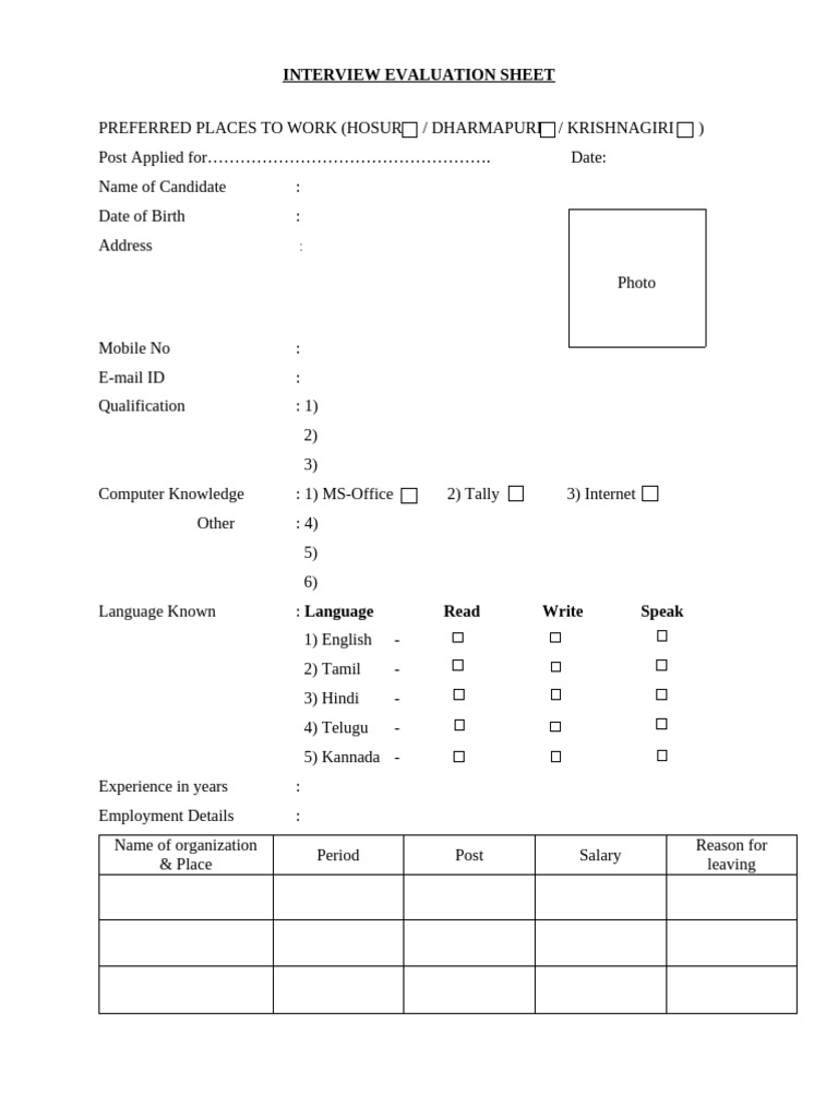 Interview Evaluation Sheet | PDF | Chess | Chess Theory