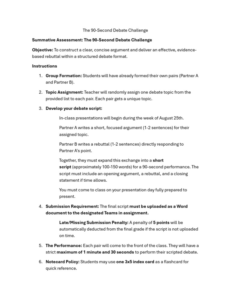 The 90-Second Debate Challenge 7F | PDF
