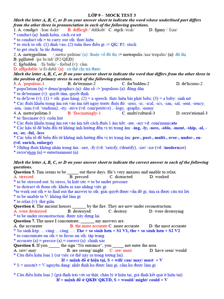 L P 9 Mock Test 3 KEY | PDF