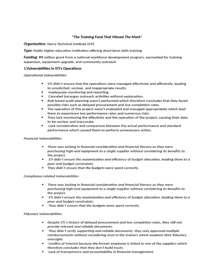 The Training Fund That Missed The Mark | PDF | Internal Control | Audit