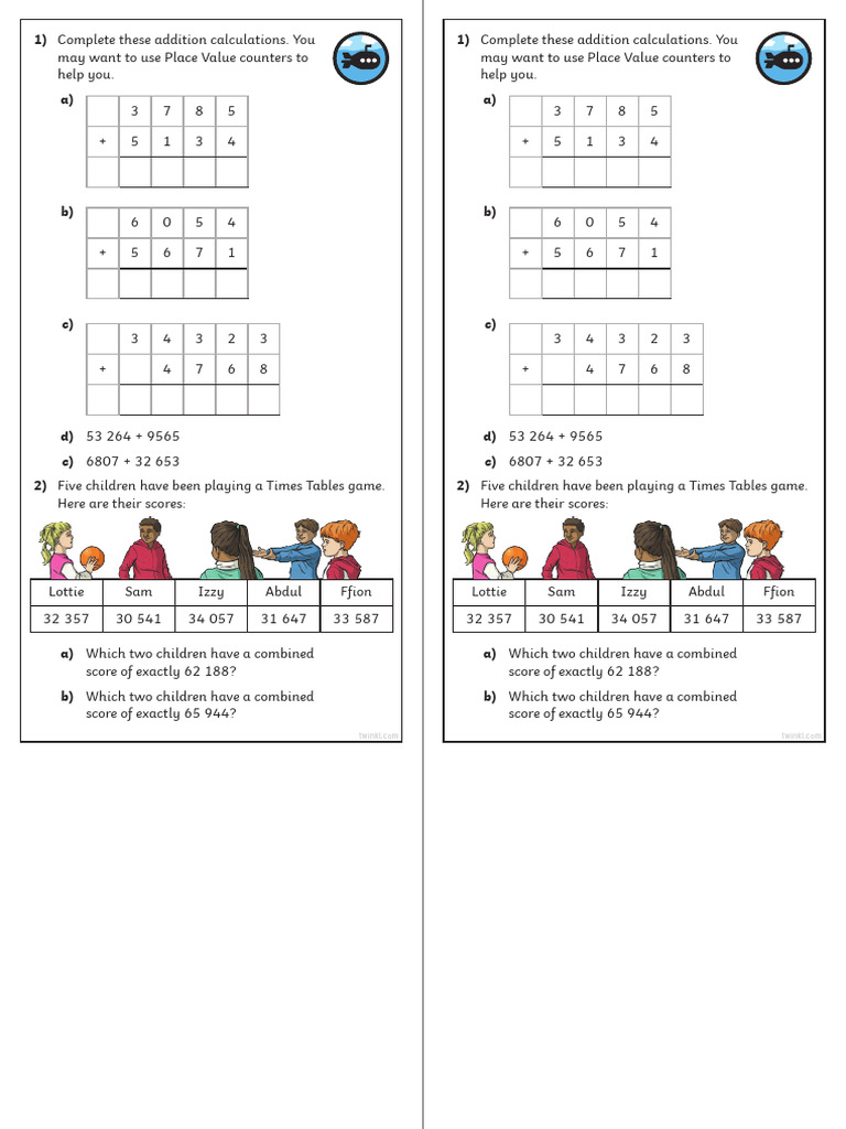 Vertical Format - Add Whole Numbers With More Than Four Digits | PDF ...