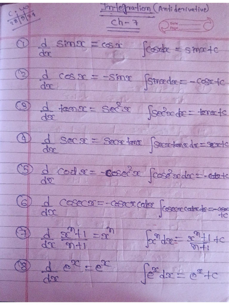 All Integral Formulas For Class 12th | PDF