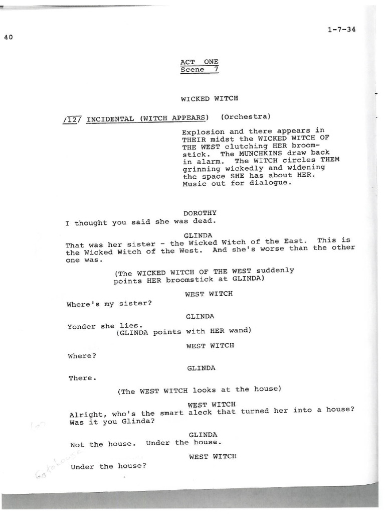 Wiz of Oz Script. Act 1 Scenes 7 - 13 | PDF
