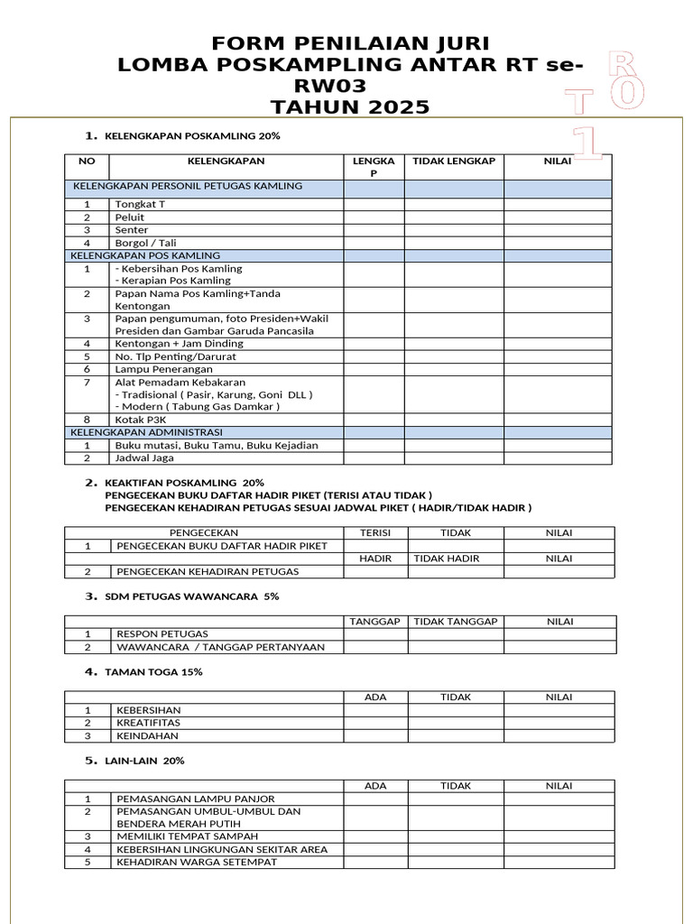 Penilaian Lomba Pos Kampling | PDF