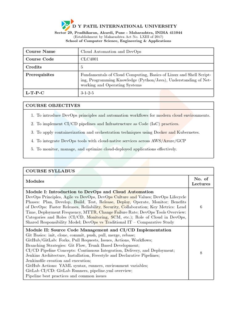 Syllabus BTech Cloud Automation and DevOps DR Sarika | PDF | Cloud Computing | Computing