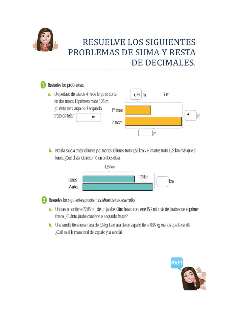 Suma y Resta Decimales-Worksheet - 328620 | PDF