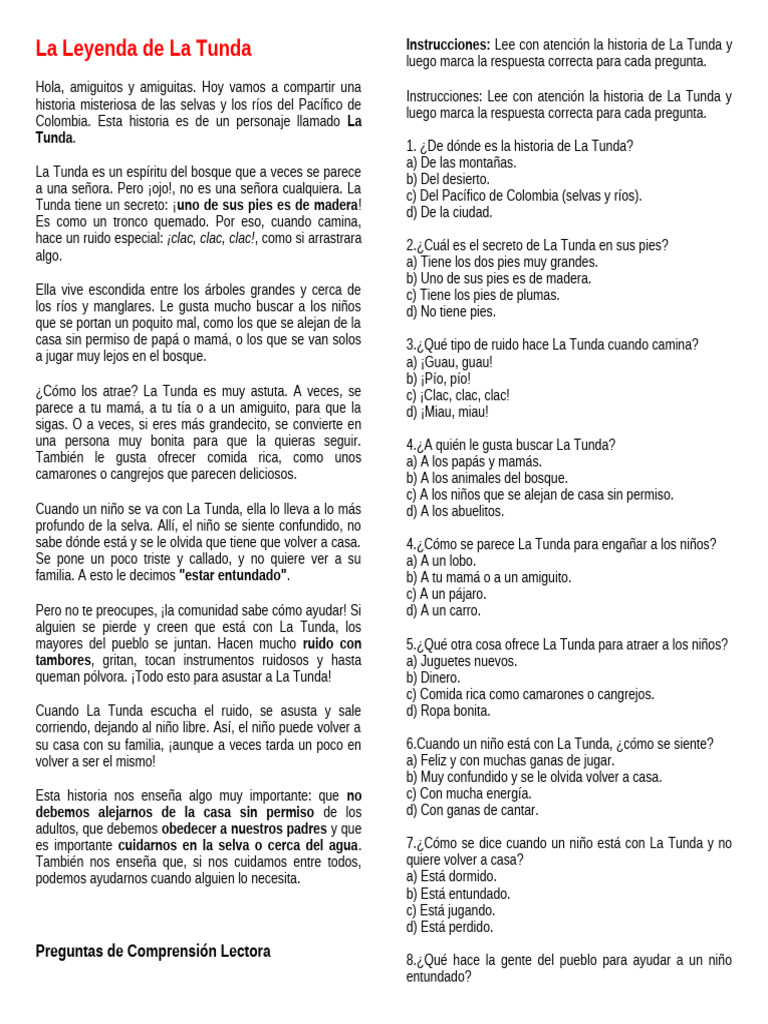 La Leyenda de La Tunda para Niños | PDF