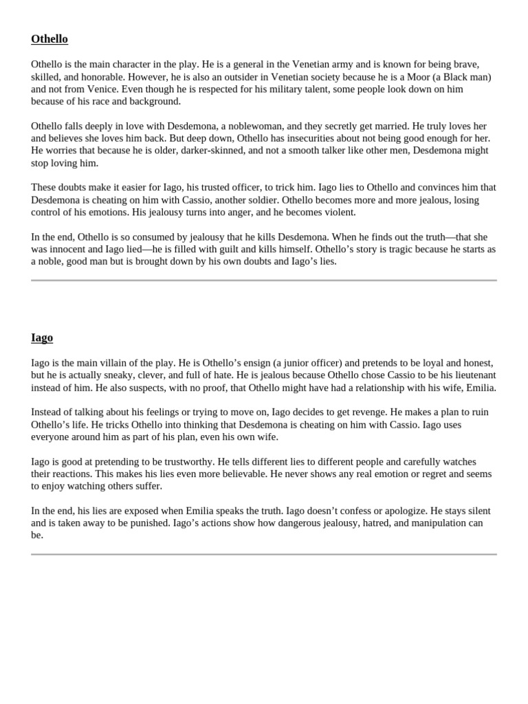 Othello: Character Analysis and Traits | PDF | Iago | Othello