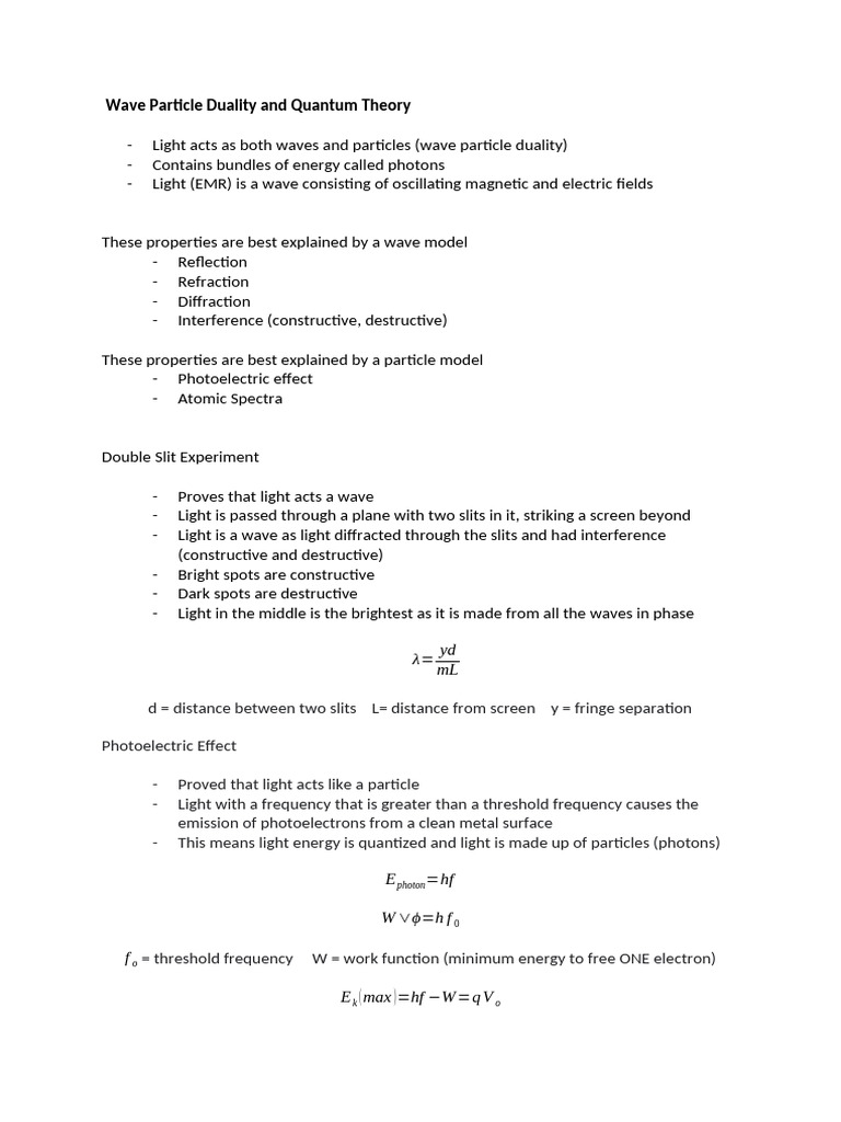 Wave Particle Duality and Quantum Theory | PDF | Electromagnetic ...