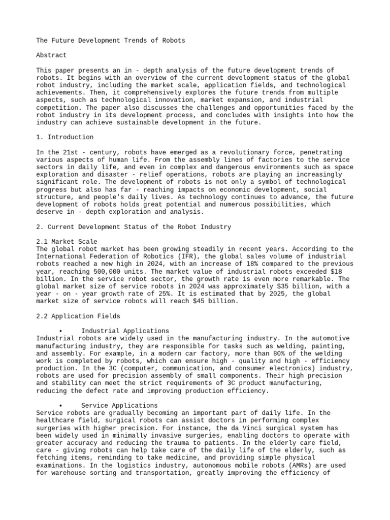 The Future Development Trends of Robots | PDF | Robot | Robotics