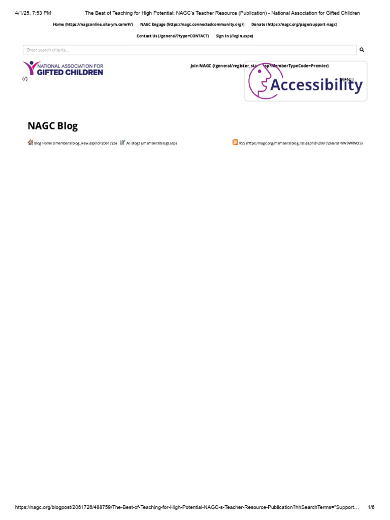 The Best of Teaching For High Potential - NAGC's Teacher Resource ...