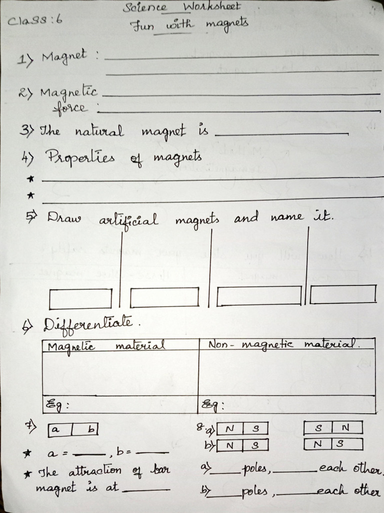Science Worksheet (Fun With Magnet) | PDF