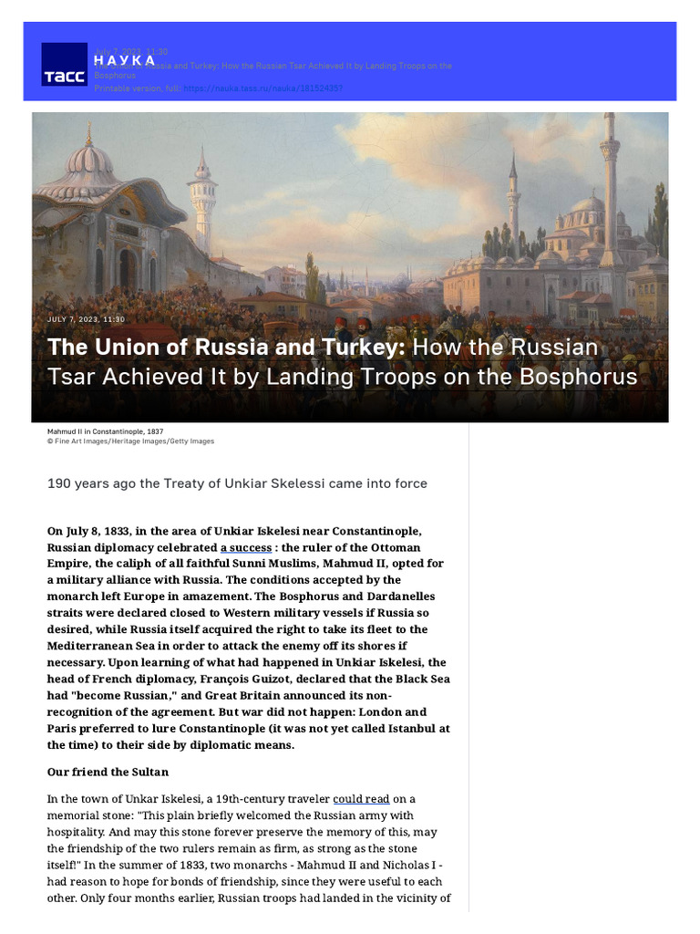 Mahmud II's 1833 Alliance with Russia | PDF | Ottoman Empire | Russian ...