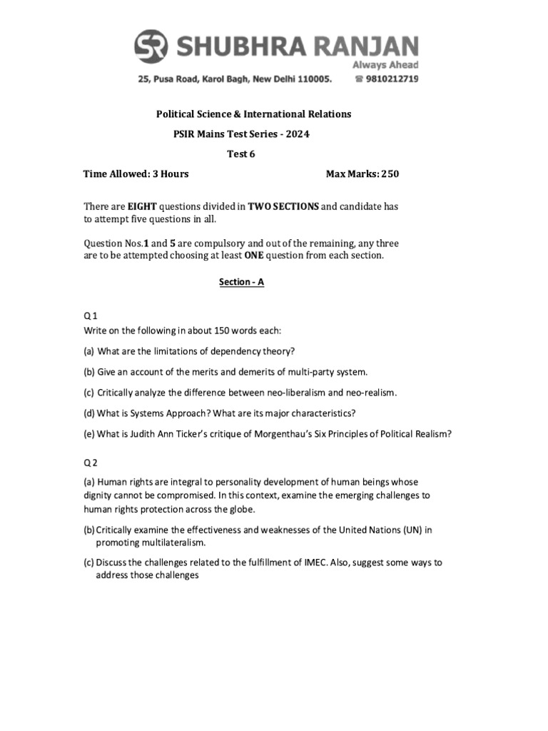 Psir Paper 2 Full Test 2 | PDF