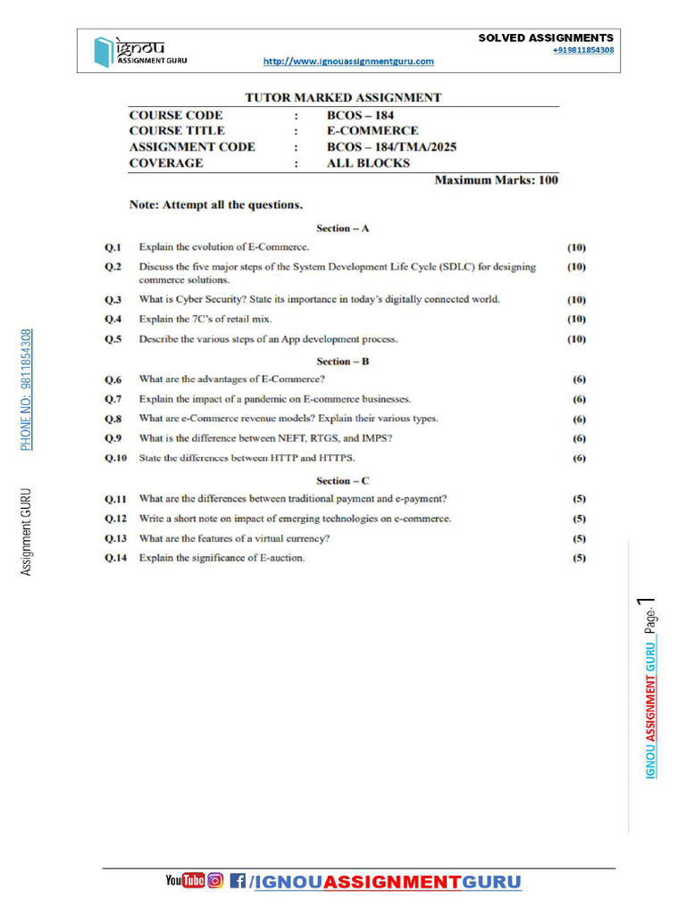 BCOS 184 EM 2025 IGNOUAssignmentGuru GURUji Qu63on | PDF
