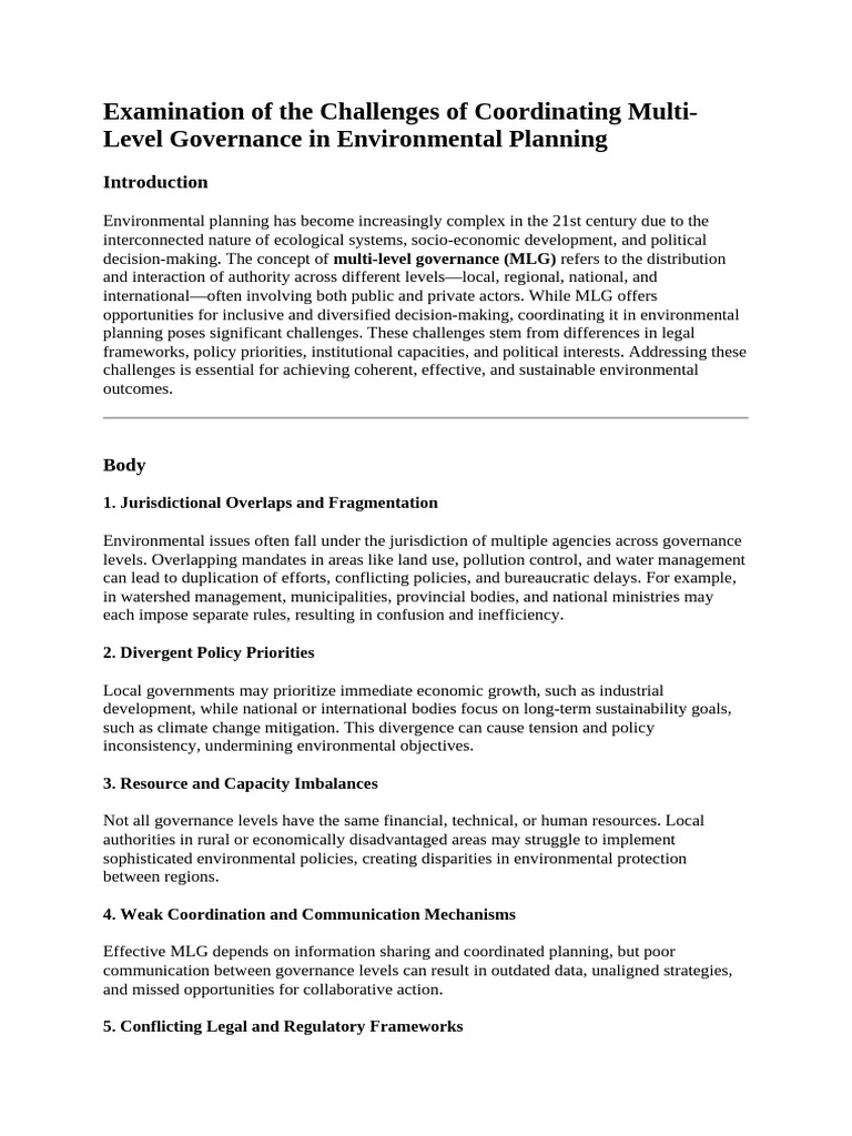 Examination of The Challenges of Coordinating Multi | PDF | Governance ...