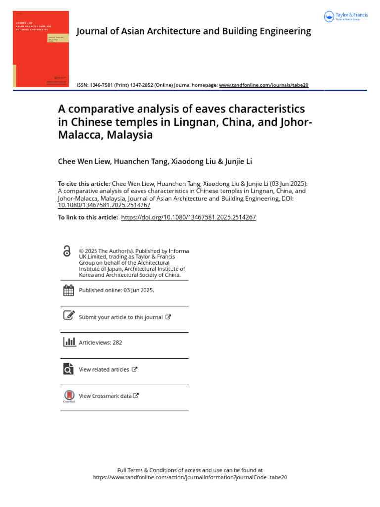 A Comparative Analysis of Eaves Characteristics in Chinese Temples in Lingnan China and Johor ...