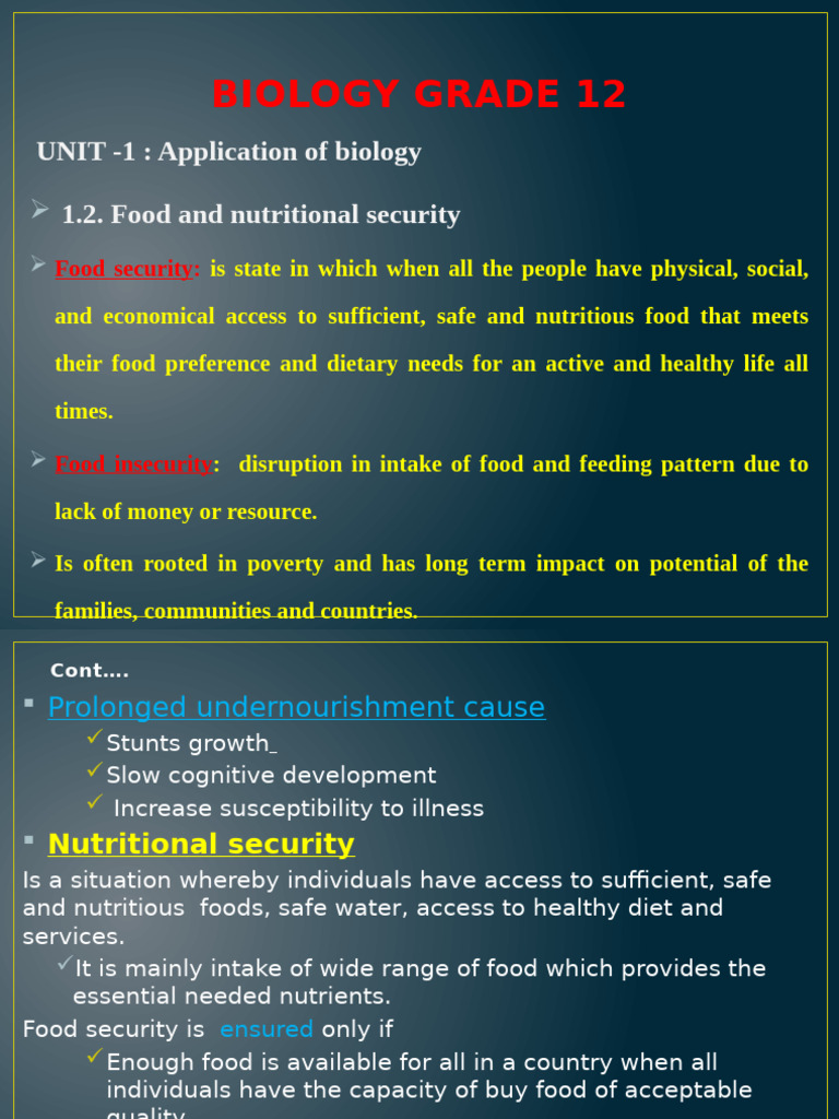 Grade 12 Biology Unit-note Ppt | PDF | Food Security | Cloning