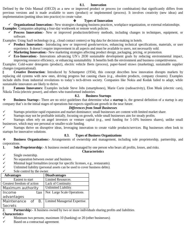 Grade 10 Economics Chapter 8 Handout | PDF | Innovation | Net Present Value