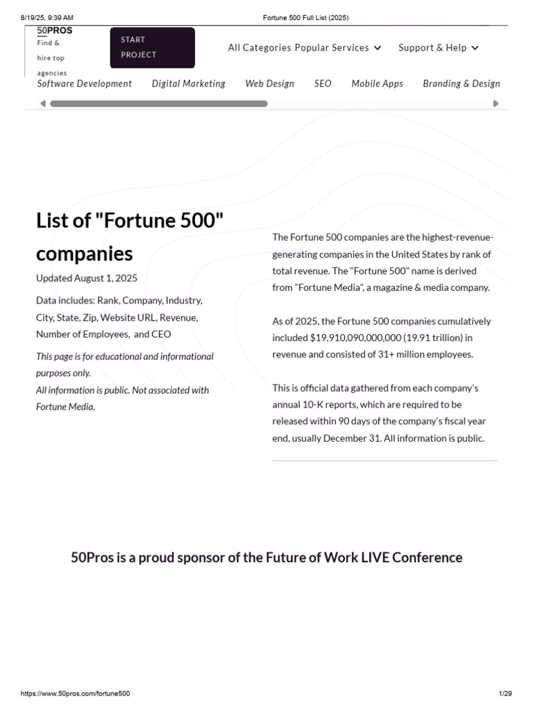 Fortune 500 Full List (2025) | PDF | Publicly Traded Companies Of The ...