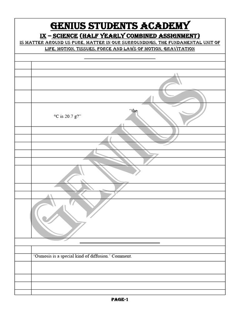 Ix Science Half Yearly Combined Assignment (Ok) | PDF | Force ...