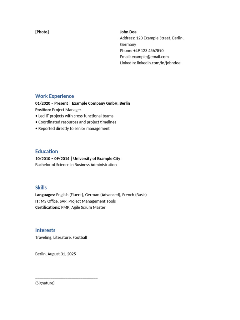 English CV Template | PDF