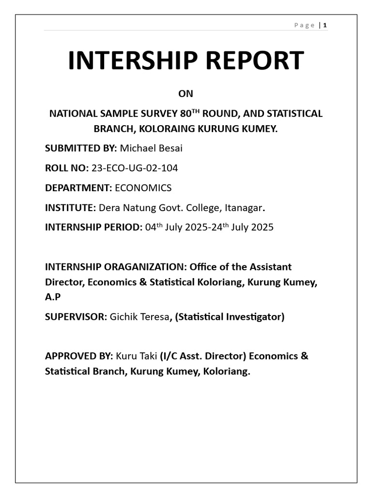 Intership Report Michael Besai 5th Sem | PDF | Survey Methodology ...