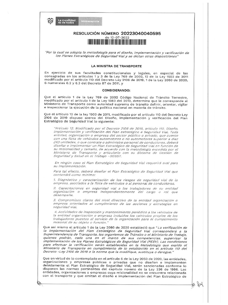 Resolucion 595 de 2022 | PDF