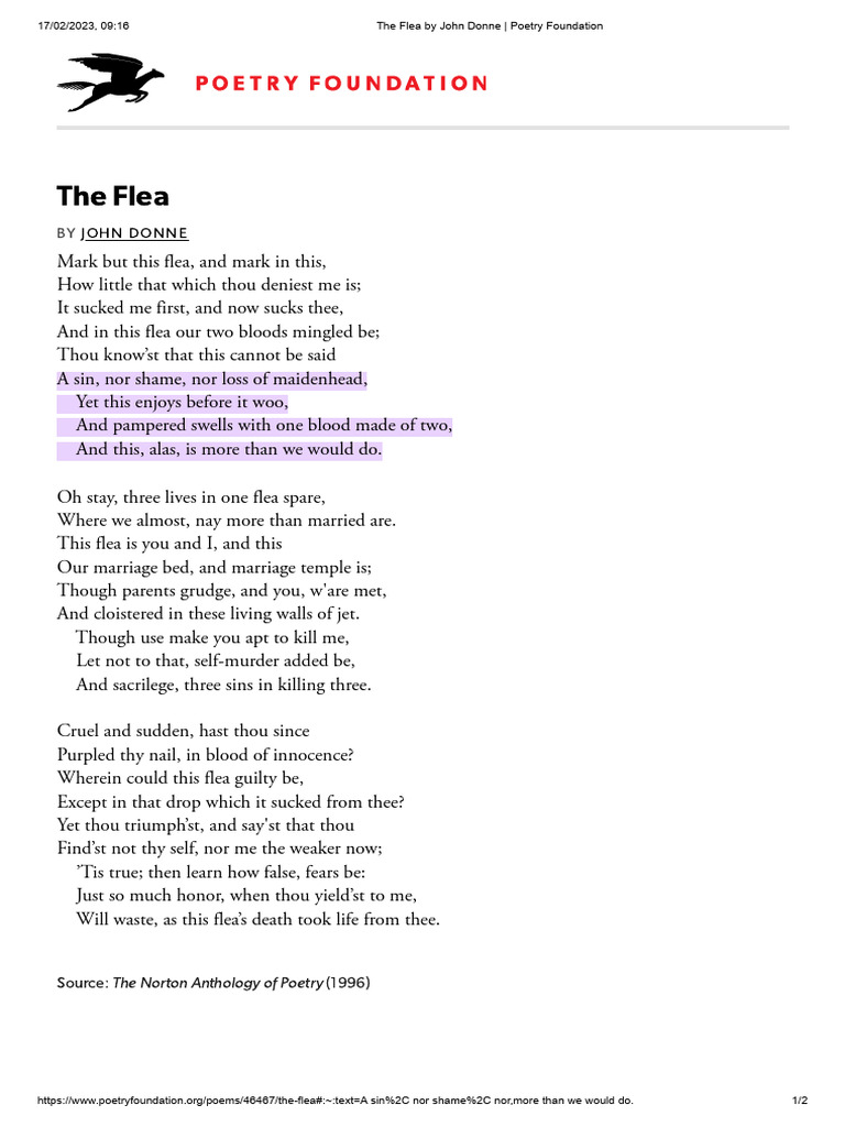 John Donne's The Flea: A Poetic Analysis | PDF