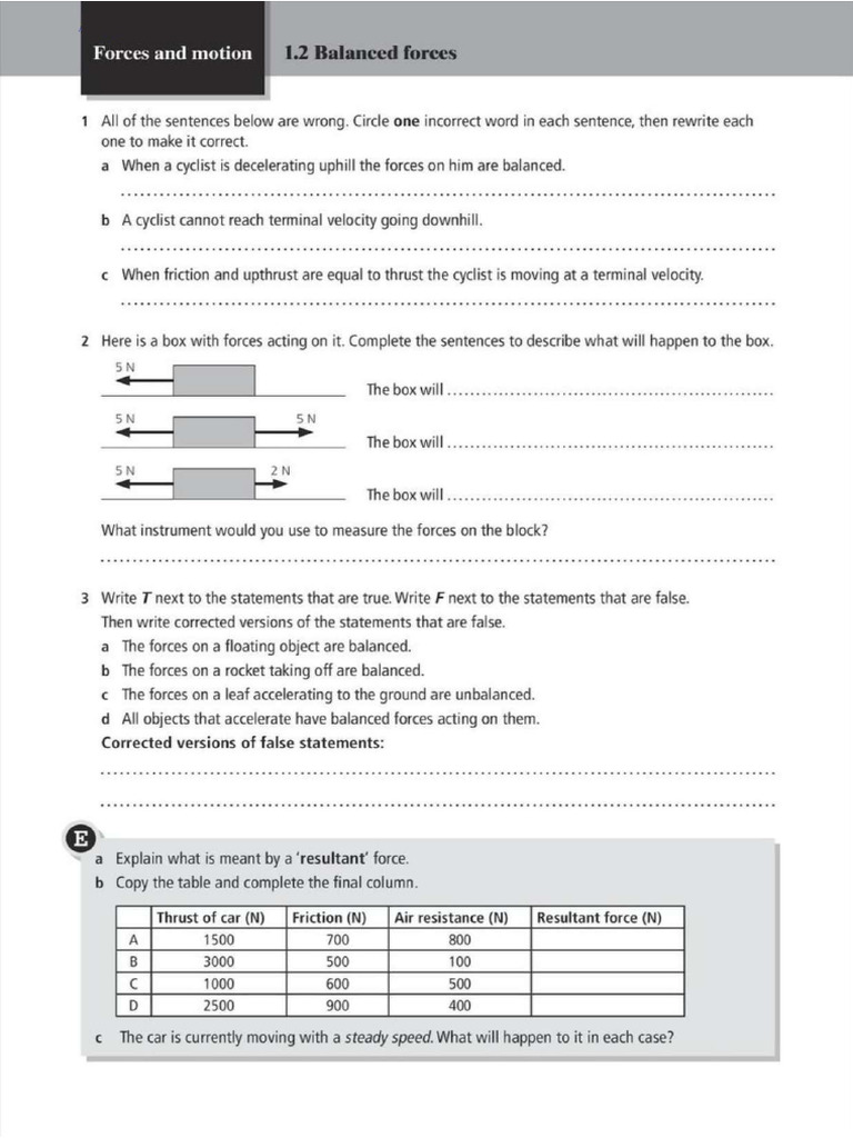 1.2 Balanced Forces | PDF