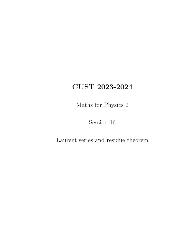 Laurent Series and Residue Theorem Explained | PDF | Complex Analysis ...
