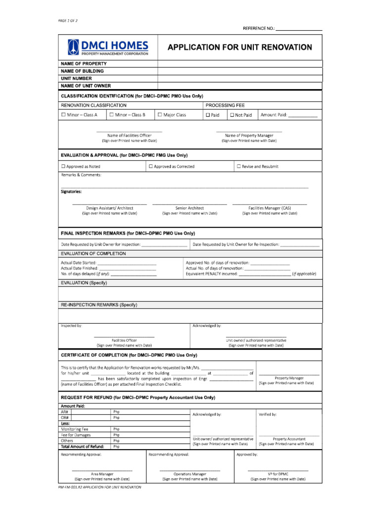Updated Unit Renovation Application | PDF