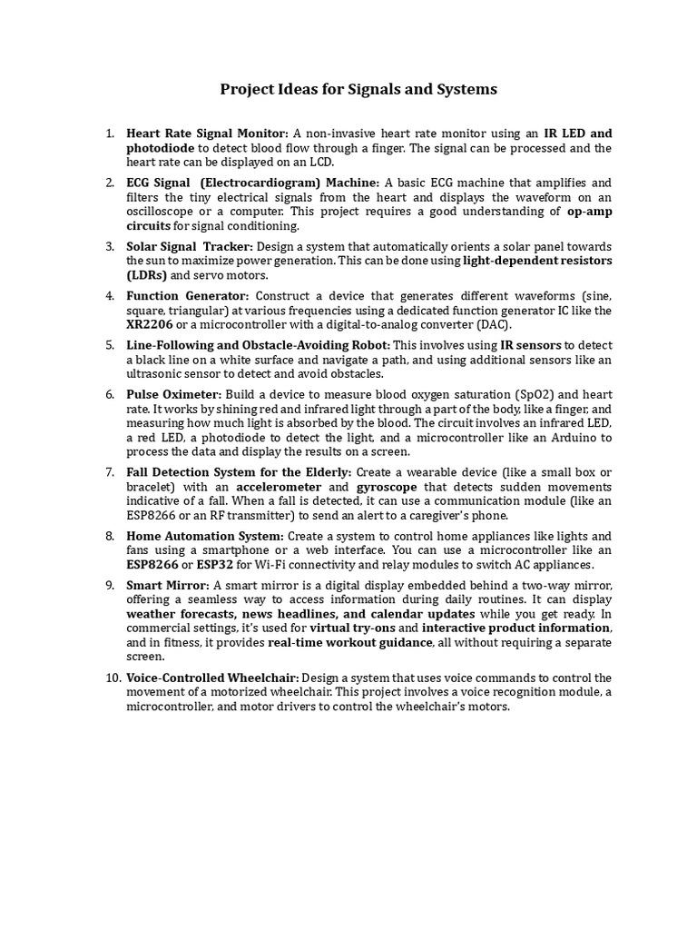 Project Ideas For Signals and Systems | PDF | Light Emitting Diode ...