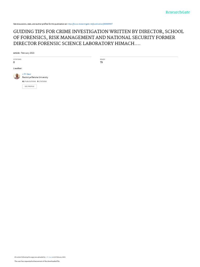 Crime Investigation Tips by Dr. J. R. Gaur | PDF | Forensic Science ...