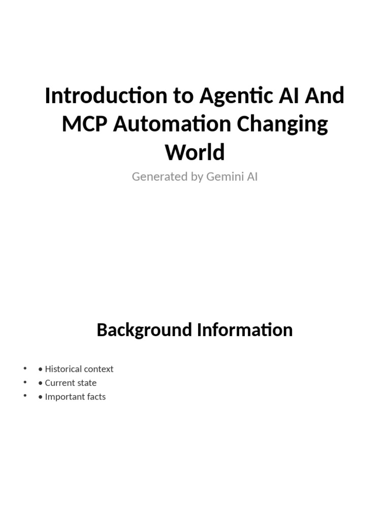 Agentic AI and MCP Automation Overview | PDF