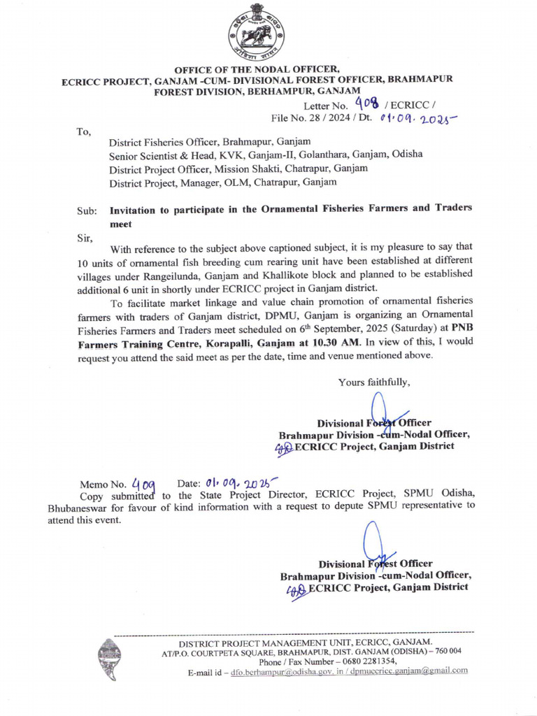 Letter No 408 Dpmu Ecricc Dated 01-09-2025 | PDF