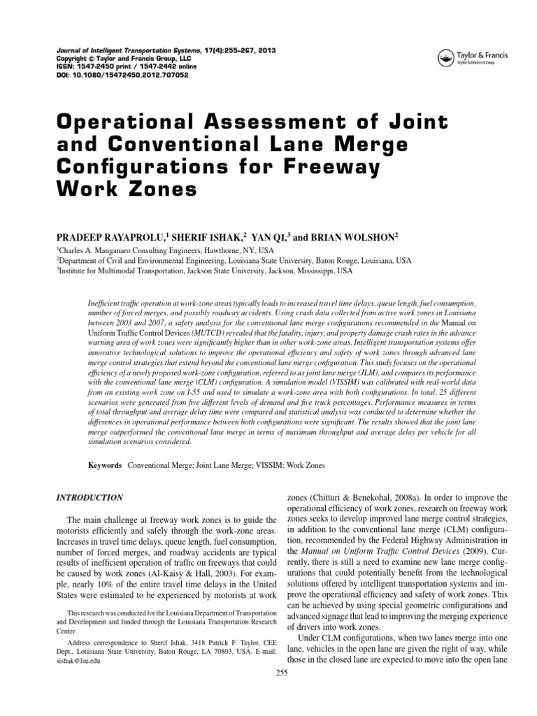 Joint vs. Conventional Lane Merge Efficiency | PDF | Traffic ...