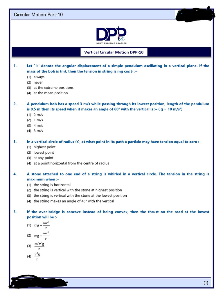 Vertical Circular Motion | PDF | Pendulum | Euclidean Geometry