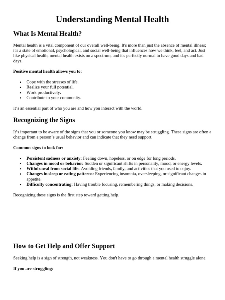 Understanding Mental Health Basics | PDF