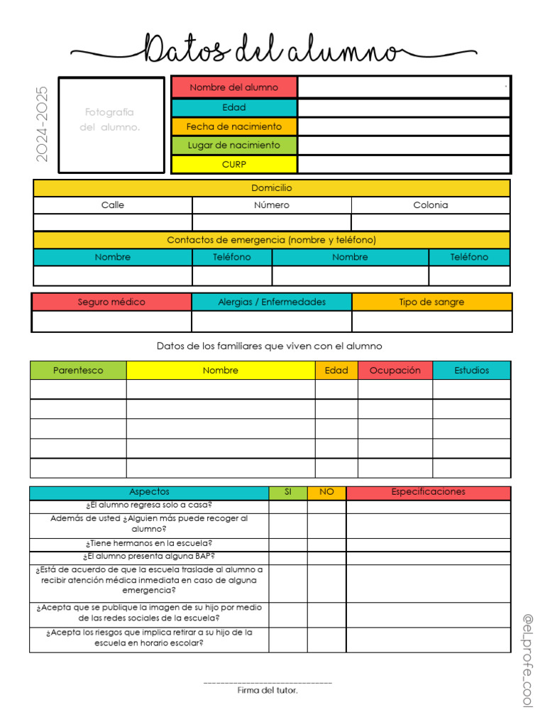 Datos y Autorizaciones del Alumno 2024-2025 | PDF