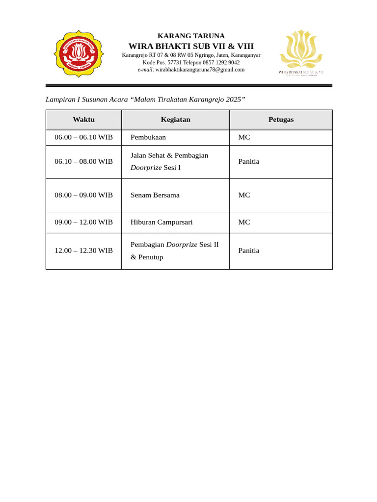 Rundown Acara Jalan Sehat | PDF