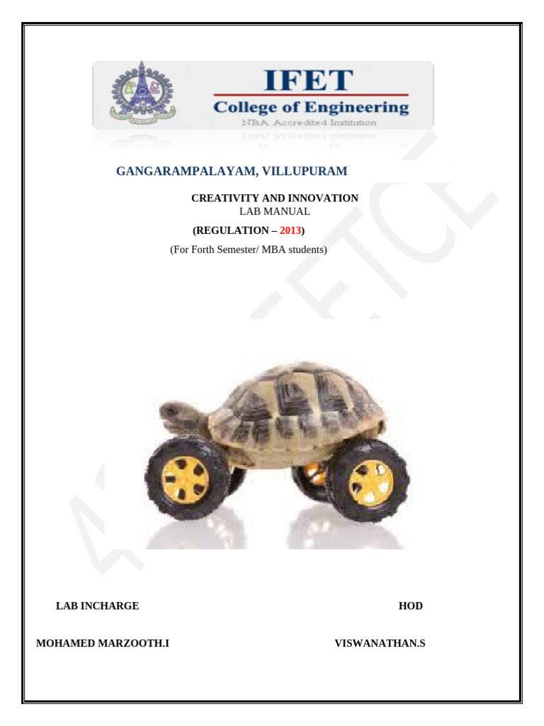 Creativity and Innovation Lab Manual | PDF | Creativity | Innovation