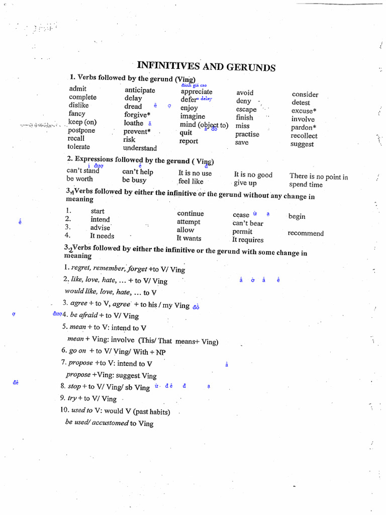 Verb-Inf and Ger | PDF