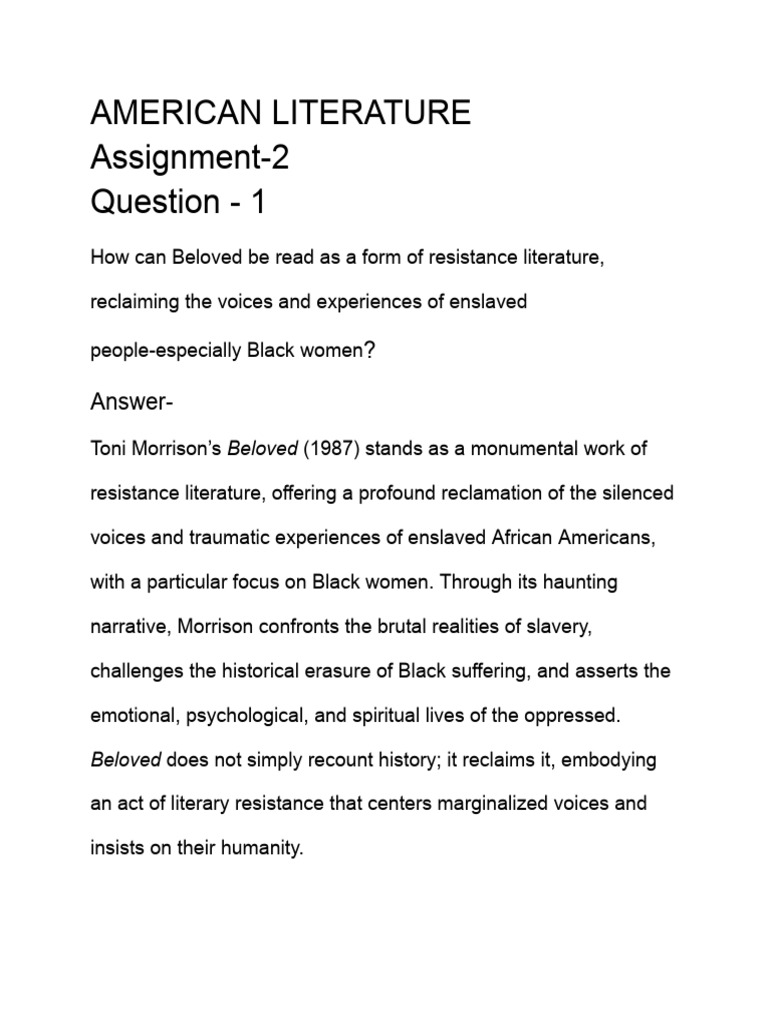 American Literature Assignment - 2 | PDF