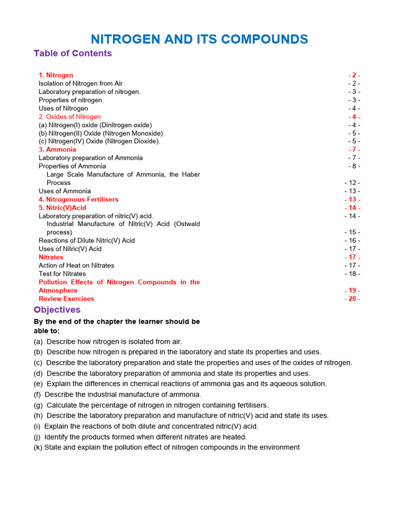 Nitrogen Compounds: Properties & Uses | PDF | Nitrogen | Nitric Acid
