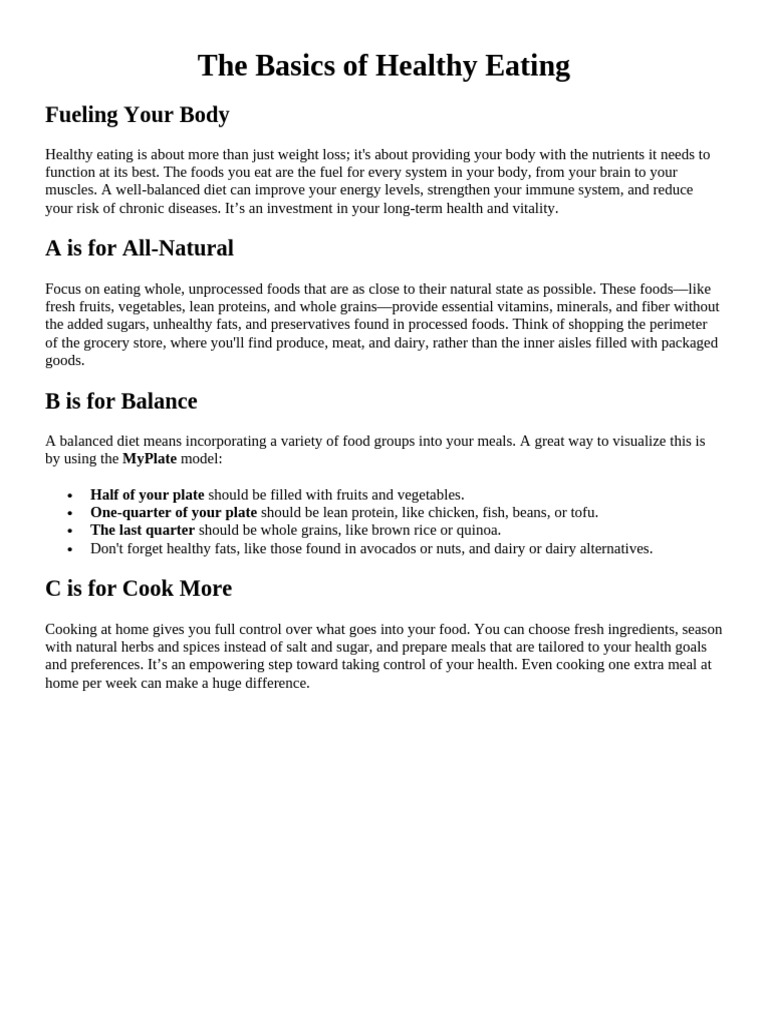 The Basics of Healthy Eating. | PDF